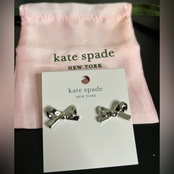 kate spade | Jewelry | Nwt Kate Spade Silver Skinny Mini Bow Earrings ...